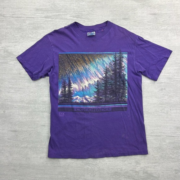 Hanes | Shirts | Vintage Northern Lights Shirt Adult Medium Purple ...